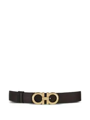 FERRAGAMO Gancini Buckle Reversible Leather Belt Black