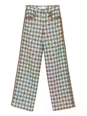 Giuseppe Di Morabito Gingham-check Braided-trim Trousers - Blue