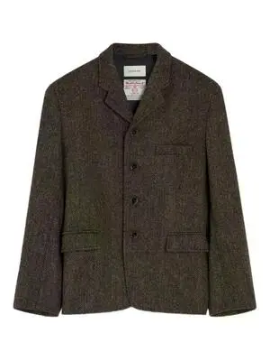 LEMAIRE Herringbone-pattern Single-breasted Blazer - Brown