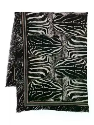 Faliero Sarti Zebra-print Fringed Scarf - Black