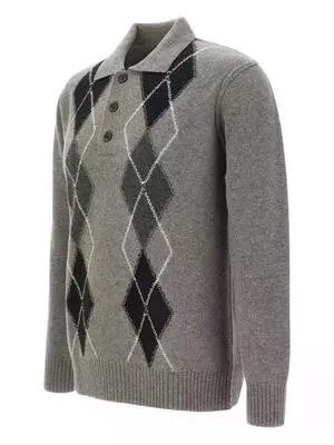 PAOLO PECORA Geometric-pattern Polo-neck Sweater
