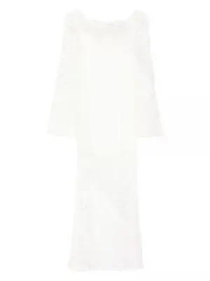 MANURI Lace-embellished Long-sleeve Midi Dress - White