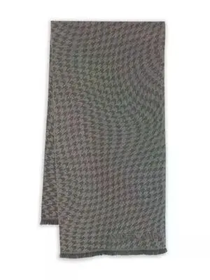 Emporio Armani Houndstooth Wool Scarf - Neutrals