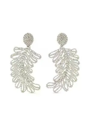 Alessandra Rich Crystal-embellished Feather Earrings - Silver