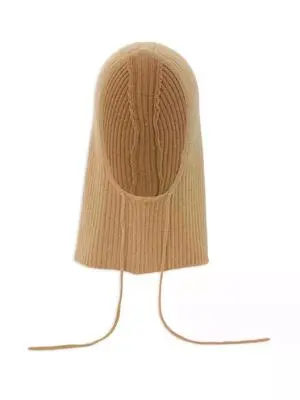 YVES SALOMON Ribbed-knit Balaclava Hat - Brown