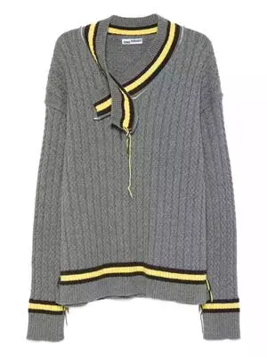 SONIA CARRASCO Cable-knit Striped Sweater