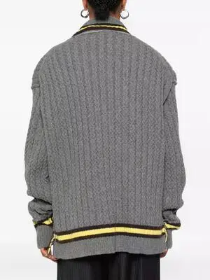 SONIA CARRASCO Cable-knit Striped Sweater