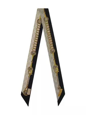 Gucci Horsebit-print Silk Neck Bow - Neutrals