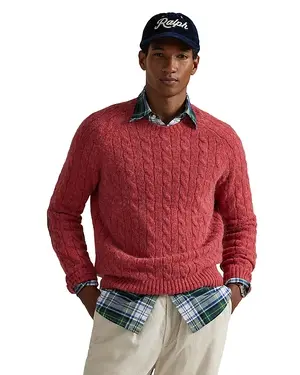 Polo Ralph Lauren Cable-knit Sweater With Suede Patches - Red
