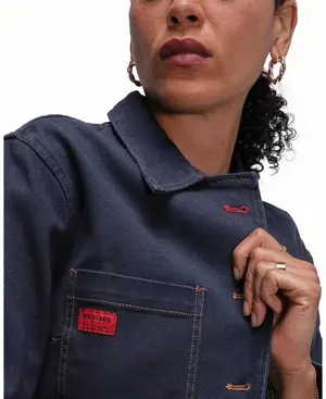 WILDFANG Essential Denim Utility Jacket - Navy