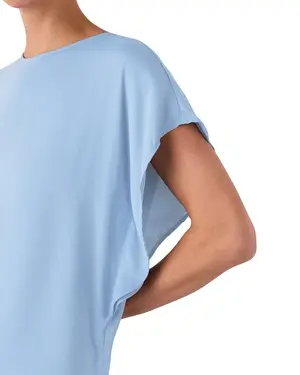 Whistles Short Sleeve Crepe Shell Top - Blue