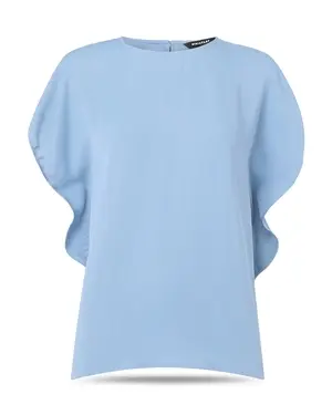 Whistles Short Sleeve Crepe Shell Top - Blue