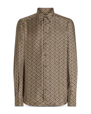 Dolce & Gabbana Long Sleeve Printed Silk Shirt - Medium