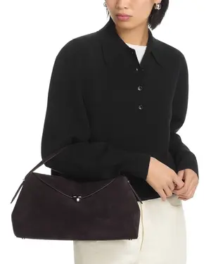 TOTEME T-lock Suede Convertible Top Handle Bag - Espresso Suede