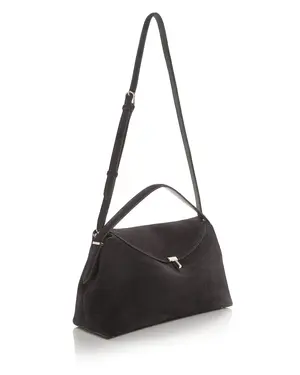TOTEME T-lock Suede Convertible Top Handle Bag - Espresso Suede