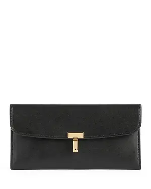 TOTEME T-lock Leather Wallet - Black