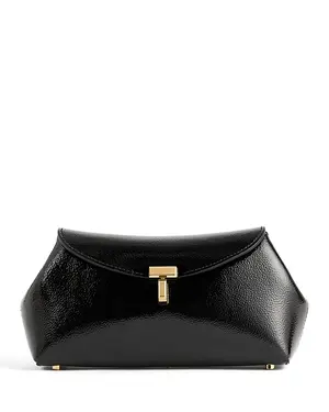 TOTEME Mini T-lock Naplack Leather Clutch - Black