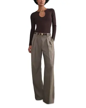 REISS Tilly Keyhole Cut Out Top - Plum