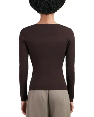 REISS Tilly Keyhole Cut Out Top - Plum