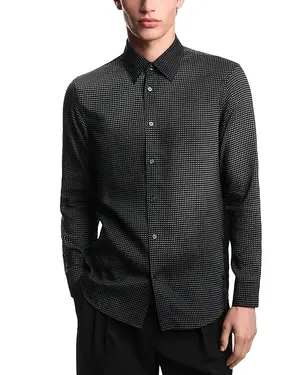 Emporio Armani Micro Pattern Print Comfort Fit Button Down Shirt - Multi
