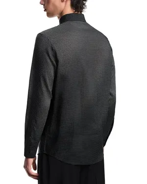 Emporio Armani Micro Pattern Print Comfort Fit Button Down Shirt