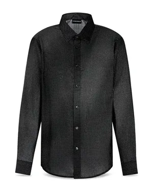 Emporio Armani Micro Pattern Print Comfort Fit Button Down Shirt
