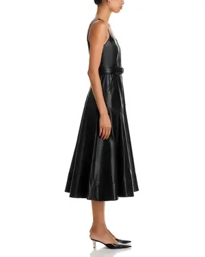 Cinq À Sept Portia Faux Leather Midi Dress
