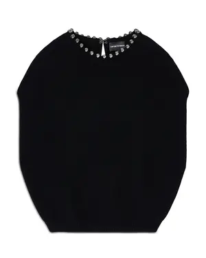 Emporio Armani Metallic Sphere-trimmed Wool And Cashmere Sweater