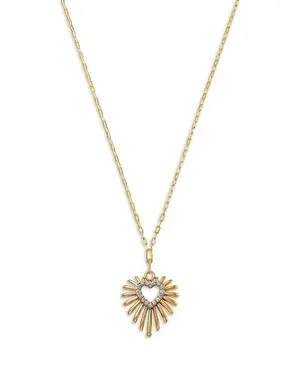Bloomingdale'S Diamond Heart Sunburst Pendant Necklace In 14k Yellow - Gold