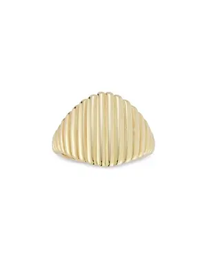 Bloomingdale'S 14k Yellow Graduated Ribbed Signet Ring - Gold