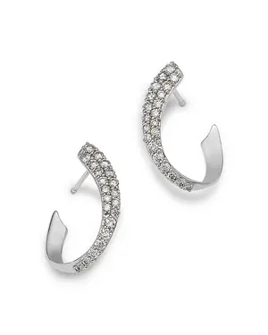 Bloomingdale'S Diamond Spiral Hoop Earrings In 14k Gold 0.70 Tcw - White Gold