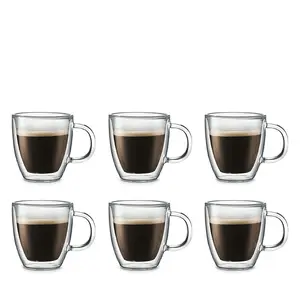 BODUM Bistro Double Wall Mugs, Set Of 6 - Clear