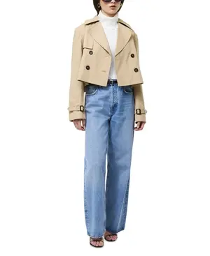 French Connection Cropped Twill Trench Coat