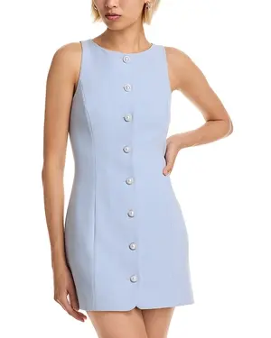 French Connection Azra Twill Button Front Dress - Moonmist