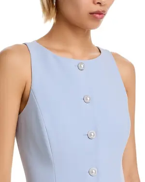 French Connection Azra Twill Button Front Dress - Moonmist