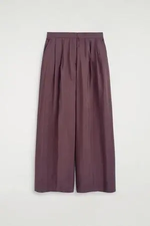 Cos Pleated Modal Wide-Leg Trousers Red
