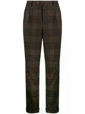 Brunello Cucinelli Prince Of Wales Slim-cut Trousers - Brown