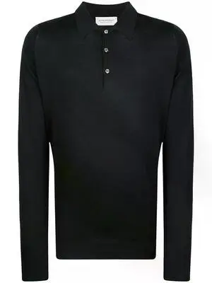 John Smedley Long Sleeved Knitted Polo Shirt
