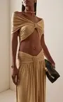 Arcina Ori Alessia Cropped Off-the-shoulder Top - Neutral