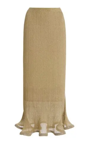 Simkhai Metallic Plisse Midi Skirt - Gold