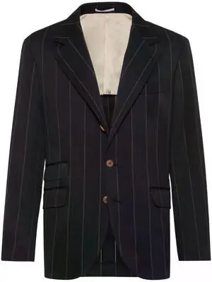 Brunello Cucinelli Stripe-pattern Wool-blend Blazer