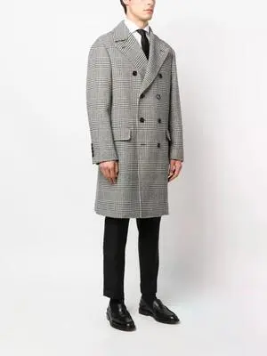 Brunello Cucinelli Double-breasted Checked Virgin Wool Coat