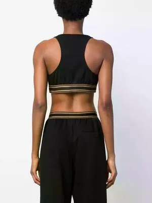 Brunello Cucinelli Striped V-neck Crop Top