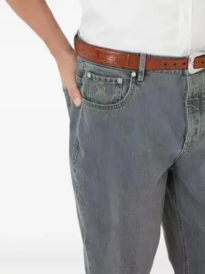 Brunello Cucinelli Cotton Straight-leg Jeans With Logo Detail