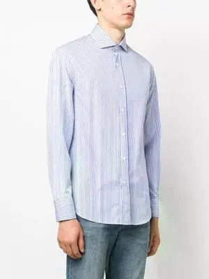 Brunello Cucinelli Striped Long-sleeved Cotton Shirt