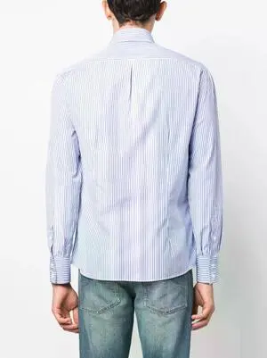 Brunello Cucinelli Striped Long-sleeved Cotton Shirt