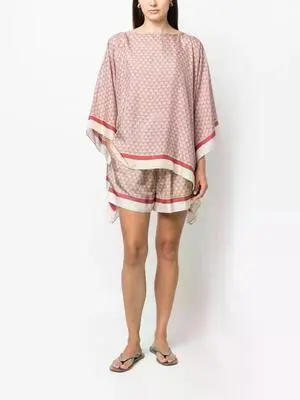 Brunello Cucinelli Geometric-print Silk Shorts