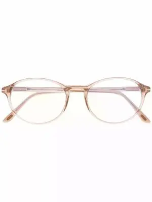 TOM FORD Tortoiseshell-effect Round-frame Glasses - Brown