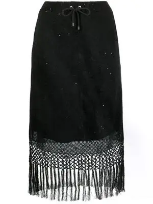 Brunello Cucinelli Fringed Edge Midi Skirt