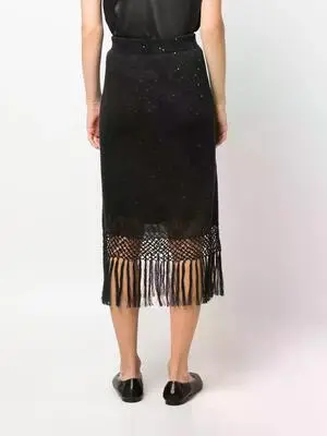 Brunello Cucinelli Fringed Edge Midi Skirt